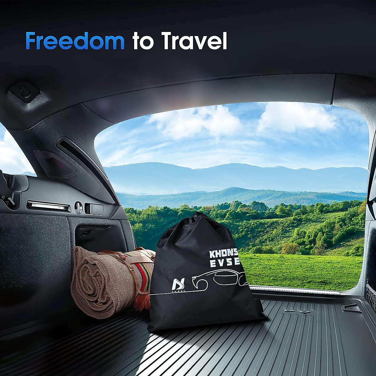 KHONS Level 2 EV Charger, Up to 32 Amp, 15.5ft Cable, Portable Electric Vehicle Charger, NEMA 14-50 Plug, Compatible with J1772 Electric Cars (G1S)