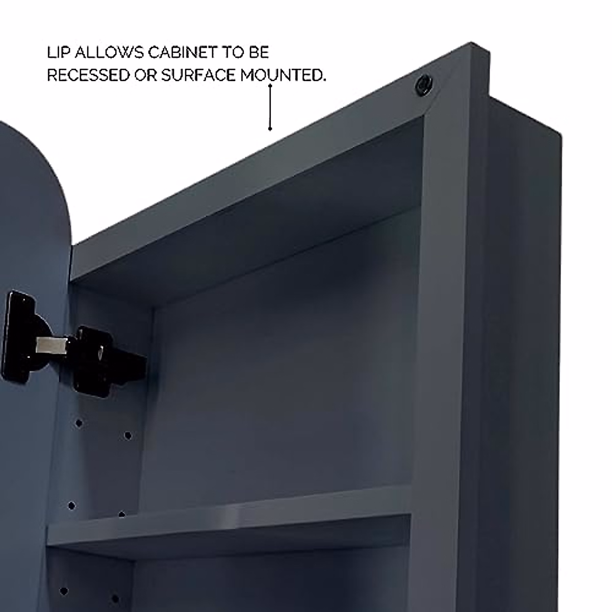 Arched Black Medicine Cabinet With Mirror, Recessed Or Surface Mount Medicine Cabinet - 17" x 32" In, Black Bathroom Mirror With Storage - Large Black Modern Medicine Cabinet Mirror Wall Mounted