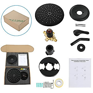PARLOS Shower Faucet with Valve, Single-Handle Shower Trim Kit with Rain Shower Head, Wall Mounted Shower System, 1436404