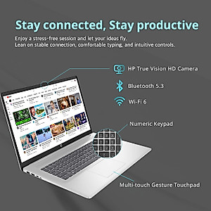 HP 17.3" Anti-Glare FHD Business Laptop, Intel Core i5-1335U, 64GB RAM, 2TB SSD, Intel Iris Xe Graphics, Backlit Keyboard, Webcam, Fast Charge, HDMI, Silver, Win 11 Pro, 32GB Hotface USB Card
