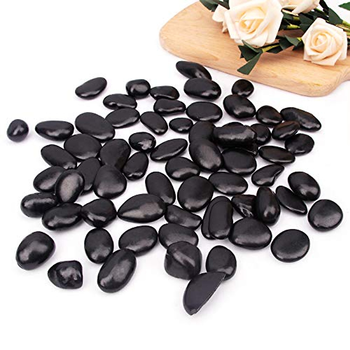 CFKJ 18 Pounds Black Pebbles Aquarium Gravel River Rock, Natural Polished Decorative Gravel,Garden Ornamental Pebbles Rocks,Black Decorative Stones,Black Pebbles, Decor Gravel for Landscaping (Black)