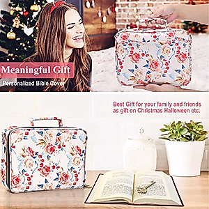 Bible Cover for Women, Bible Case Carrying Bookcase Church Bag Bible Protective Multi-Functional Bag with Handle and Zippered Pocket Adjustable Shoulder Strap, Perfect Gift for Women Girls Kids