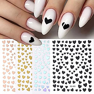 10 Sheets Heart Nail Art Stickers 3D Self-Adhesive Valentine's Day Nail Art Supplies Laser Star Heart Nail Decals Holographic Colorful Glitter Design Nail Decoration Accessories for Women Girls DIY Manicure Tips