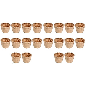 DOITOOL 20PCS Mini Woven Baskets for Treats and Decor, Mini Woven Baskets without Handles for Party Favors Crafts Decor (7.5x7.5x6cm) Khaki