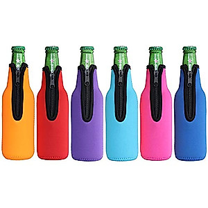 6 Pack Beer Bottle sleeves - FRRIOTN Neoprene Insulated Beer Bottle Holder for 12oz Bottle - Keeps Beer Cold and Hands Warm(Colorful)