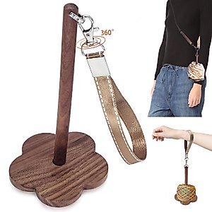Benustra Yarn Ball Holder, Yarn Holder for Crocheting, Portable Wrist Yarn Minder Stand with Wristband Shoulder Strap, Wooden Twirling Mechanism Spinning Storage for Knitting Gifts for Craft Lovers