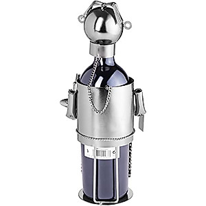 BRUBAKER Wine Bottle Holder Waiter - Metal Sculpture - Wine Rack Decor - Tabletop - with Greeting Card