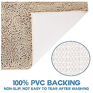 EGYPHY Luxury Chenille Bathroom Rug 20 x 32 Extra Soft and Absorbent Bath Rug Non Slip Shaggy Bath Mat Plush Washable Carpet Mats for Tub Shower, Bathtub and Bath Room-Camel