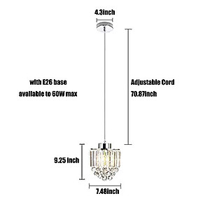 COTULIN 2 Pack Crystal Pendant Light for Kitchen Island, Modern Glass Stylish Chrome Chandelier Pendant Lighting, Adjustable Cord Hanging Lamps for Dinning Room Living Room Bedroom Bar
