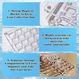 Acrylic Magnetic Seashell Display Box,Seashell Storage Box Display Case Decorative Gemstone,Clear Acrylic Organizer Box,Craft Storage Container Beads Organizer for Bead,Nail Art DIY Jewelry (36 Grids)