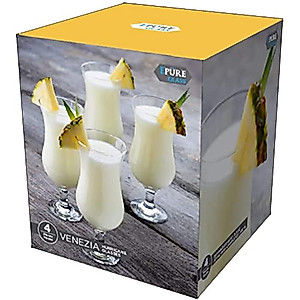 epure Venezia Collection 8 Piece Hurricane Glass Set - Perfect for Drinking Pina Coladas, Cocktails, Full-Bodied Beer, Juice, and Water (Pina Colada (15.5 oz))