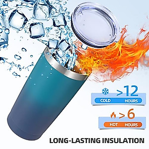 Volhoply 20oz Stainless Steel Tumbler with Lid and Straw,Double Wall Insulated Travel Iced Coffee Mug Fits Cup holder,Powder Coated Cups for Hot and Cold Drinks,Gifts for Women Men（Dark Night,1 Set）