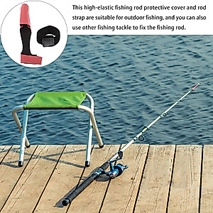 Mipcase 2 Sets Fishing Rod Protector Fishing Pole Practical Fishing Rod Sleeve Fishing Rod Sock Fishing Tool Cord Winder Fishing Kit Rod Guard Cap High Elasticity Elastic Band Handle Cover