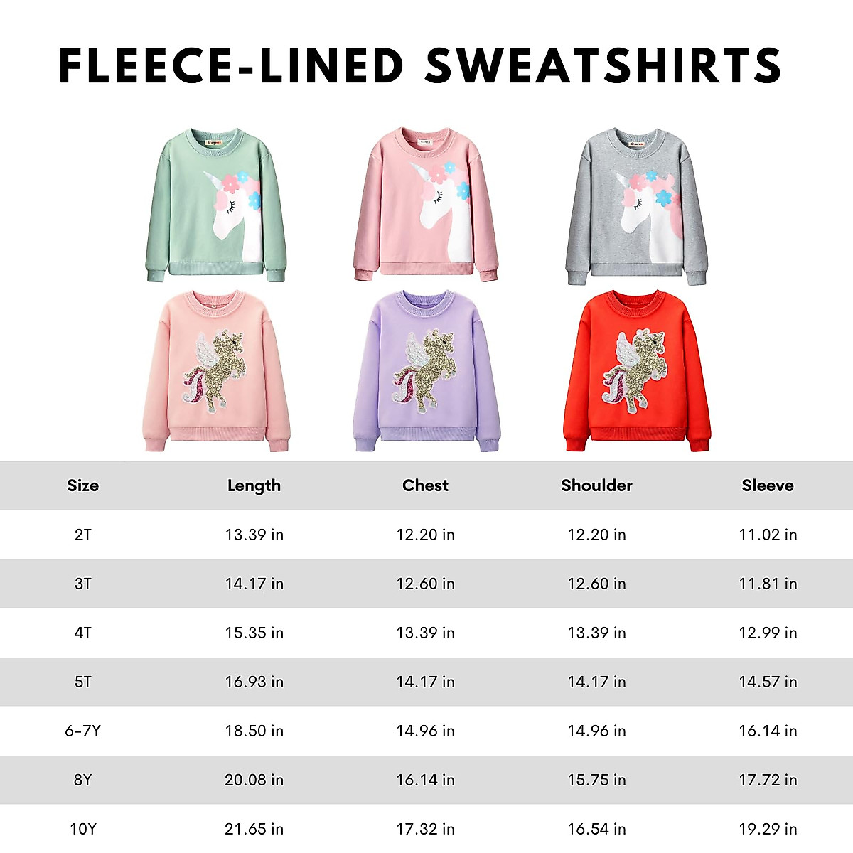 WELAKEN Fleece Unicorn Sweatshirts for Girls Toddler & Kids II Little Girl's Pullover Tops Sweaters & Hoodies 8 Years