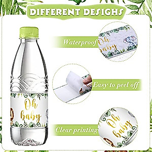 48 Pieces Water Bottle Labels Jungle Animals Themed Party Shower Water Bottle Stickers Wrappers Waterproof Baby Shower Labels for Baby Shower Party Decoration