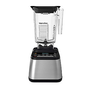 Blendtec Designer 725 Blender with WildSide+ Jar (90 oz), Professional-Grade Power Self-Cleaning, 6 Pre-Programmed Cycles, 100-Speeds, Sleek and Slim, Stainless Steel, /Black