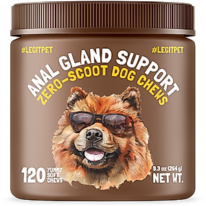 Anal Gland Relief Chews for Dogs - Fiber & Digestive Support Supplement - Soft Chews for Healthy Bowel & Gland Function - Helps Reduce Scooting - Promotes Dog Health & Comfort 120 pcs