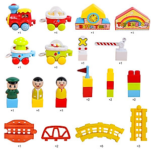 DeXop Baby Toys Train Set-Musical Electric Train with Tracks Building Blocks-Toddler Train Educational Preschool Learning Gift for 12 18 Month 1 2 3 4 5 Year Old Boys Girls-Cars Toy for Kids Birthday