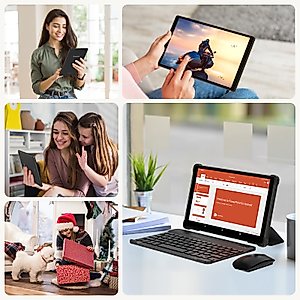 TOSCiDO Tablet 10.1 inch 2 in 1 Android Tablets 1080P FHD in-Cell LCD Screen, 4GB+64GB Expand to 1TB, Octa-Core CPU, 1920 * 1200 Resolution,8MP&13MP Camera|Wi-Fi| GPS| Keyboard| Mouse-Black