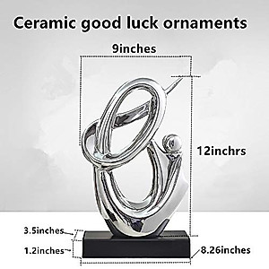 Anding Home Decoration,Silver Ceramic Porcelain Sculpture,Ceramic Creative Decoration, Office Countertop Decoration, Gift