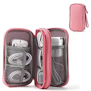 Tildaks Travel Electronic Organizer Pouch Bag, 3 Compartments Portable Electronic Phone Accessories Storage Multifunctional Case for Cable, Cord, Charger, Hard Drive, Earphone(Pink)