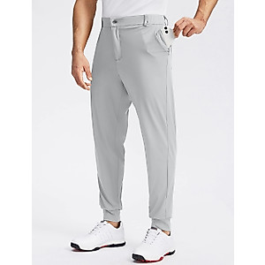 Men's Golf Joggers Pants with 5 Pockets Slim Fit Stretch Sweatpants Running Travel Dress Work Pants for Men(Halo Gray, Medium