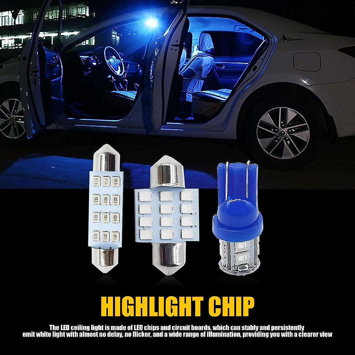 zvsay 24 PCS Interior Car Lights Bulbs, T10 31MM 42MM Festoon Bulbs, Dome Light LED Car Bulb Kit Set, LED Replacement Bulbs for Car Dome Map Door Courtesy License Plate Lights (Blue)