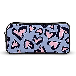 Heart Leopard Pattern Teen Adult Pencil Case Large Capacity Pen Pencil Bag Durable Storage Pouch