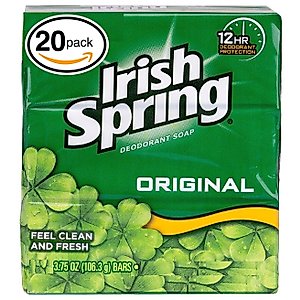 Irish Spring Deodorant Soap Scent, 20 Count, Original 75 Ounce