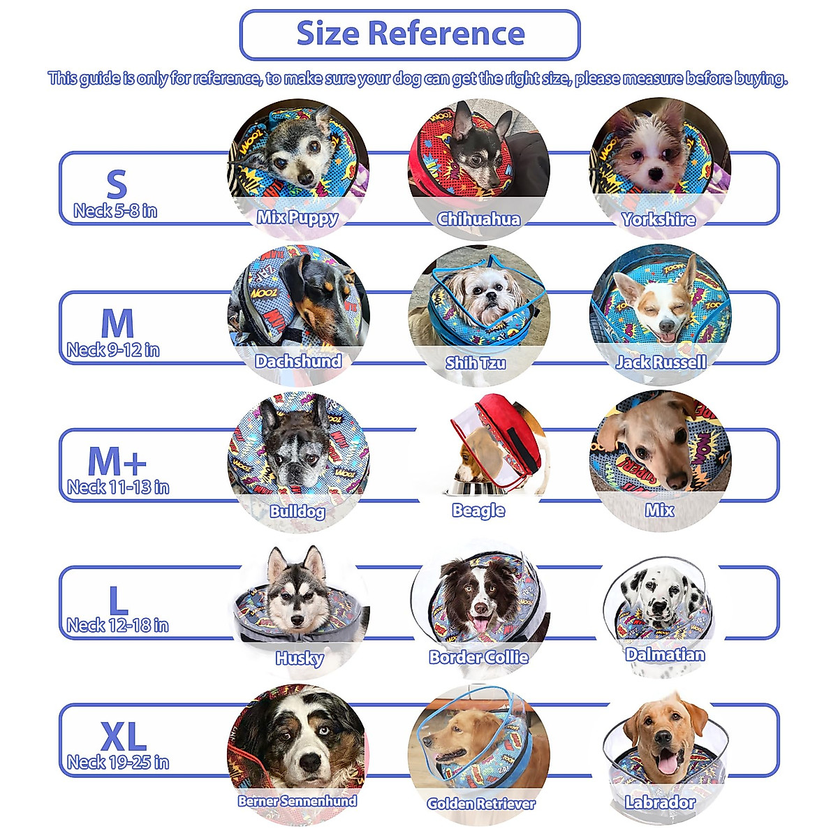 Soft Inflatable Dog Cone Collar for Large Medium Small Dogs, Cone for Dogs Alternative After Surgery, Donut Cones to Stop Licking Scratching with Clear Baffle (Blue, XL (Neck: 19-25 in))