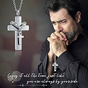 Junkin Ashes Necklace Urn Necklace Cross Stainless Steel Cross Memorial Cremation Jewelry for Ashes Urn Cremation Pendant for Human Ashes (4 Pieces)