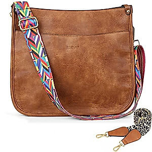 HKCLUF Crossbody Bags for Women Shoulder Bag Leather Fashion Purse with 2 Adjustable Strap - Leopard Guitar Strap Purse for Girls