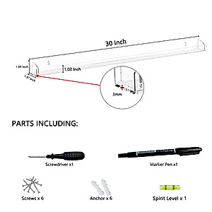 Hexsonhoma 30 Inch Clear Nail Polish Wall Rack with Removable End Caps Set of 6, Acrylic Nail Polish Organizer Wall Mounted,Nail Polish Sorage Shelves for 192 Bottles (30 Inch)