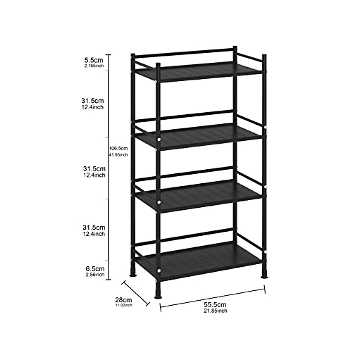 GHQME Metal Standing Bookshelf Space Saver, Storage Tower Rack for Kitchen Bathroom, Storage Shelving Unit Organizer, Outdoor Flower Stand Storage Rack Shelves Bookcase for Home Office