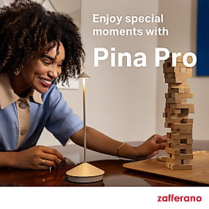 Zafferano, Pina Pro Lamp, Rechargeable Cordless Table Lamp with Touch Controls, Suitable for Indoor and Outdoor, Dimmer, 2200-3000 K, Height 11.4 Inches, Black Color