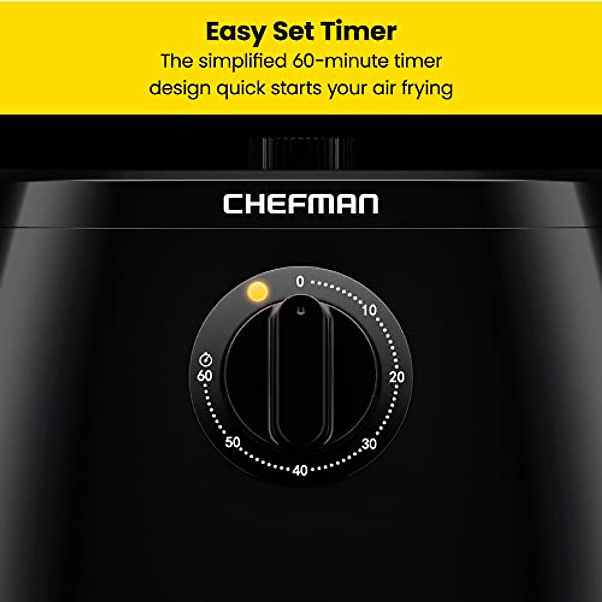 Chefman TurboFry 8-Quart Air Fryer, Integrated 60-Minute Timer for Healthy Cooking, Cook with 80% Less Oil, Adjustable Temperature Control, Nonstick Dishwasher-Safe Basket and Tray, Black