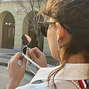 Wiwpar Waist Chain for Women Pearl Dress Belt Stylish Long Pearl Chain for Clothing Heart Mirror Accessories