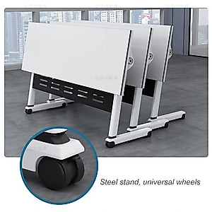 3 pcs Flip Top Mobile Training Table with Management & Lockable Wheels, Foldable Meeting Table for Conference Rooms,Training Rooms,Media Centers (Color : A, Size : 120 * 60 * 75cm)