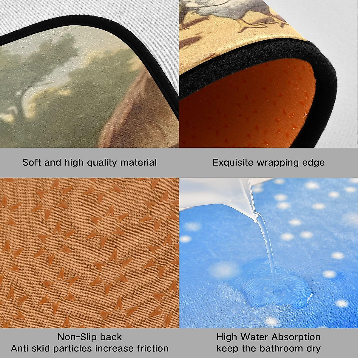 Kigai Farmhouse Chicken Coop Kitchen Rugs Waterproof Non Slip Kitchen Carpet Kitchen Floor Set for Sinks Offices Kitchens Cafes-2PCS