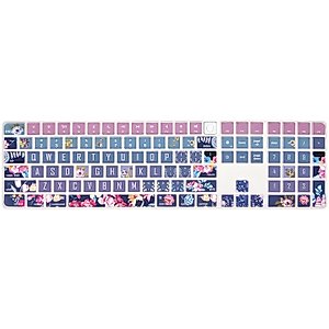 Sanfulin Keyboard Cover Skin for 2021 New Apple iMac Magic Keyboard (Model: A2520) with Numeric Keypad and Touch ID, Cute Printing Silicone Keyboard Protector, Red Flower