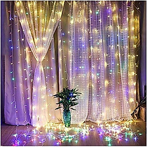 LIUPENGWEI 300 LED Curtain String Lights, USB Plug In Window Lights, 3m X 3m 8 Modes Remote Control Fairy Light Waterproof LED Copper String Lights For Outdoor Indoor Wedding Christmas Party Garden Be