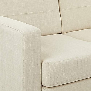OSP Home Furnishings Pacific Loveseat with Padded Box Spring Seats and Silver Finish Legs, Cream Fabric