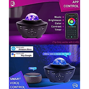 Oxycute Galaxy Projector, RGB Star Projector Working with Alexa & Google Assistant, LED Galaxy Light with Bluetooth Music Speaker, Timer, Voice Control Collage Dorm Decoration Lamp for Bedroom