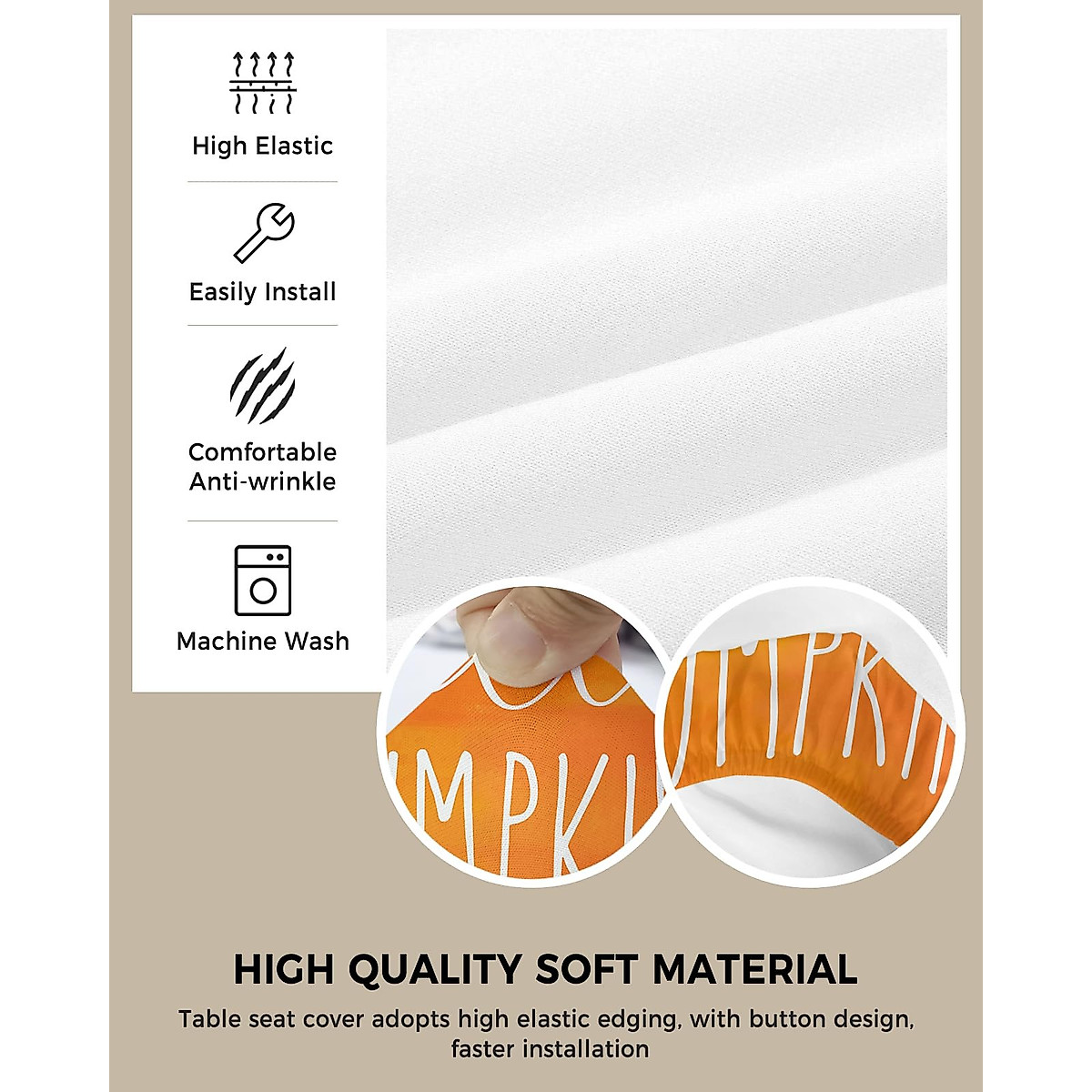 ZOE GARDEN Thanksgiving Chair Seat Covers for Dining Room Stretch Chair Seat Covers Set of 6, Chair Seat Protector Cushion Slipcovers for Kitchen Restaurant Office Burnt Orange Pumpkin Festival