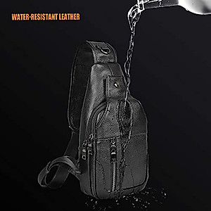 Polare Cowhide Leather Waterproof Casual Daypack Sling Shoulder Chest Crossbody Bag For Men