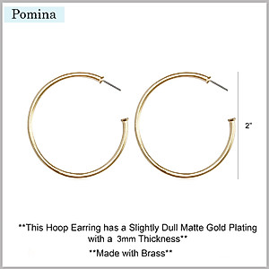 POMINA Classic Gold Hoop Earrings for Women Basic Trendy Tubular Open Round Matte Gold Silver Hoops, 2 Inches (Gold)