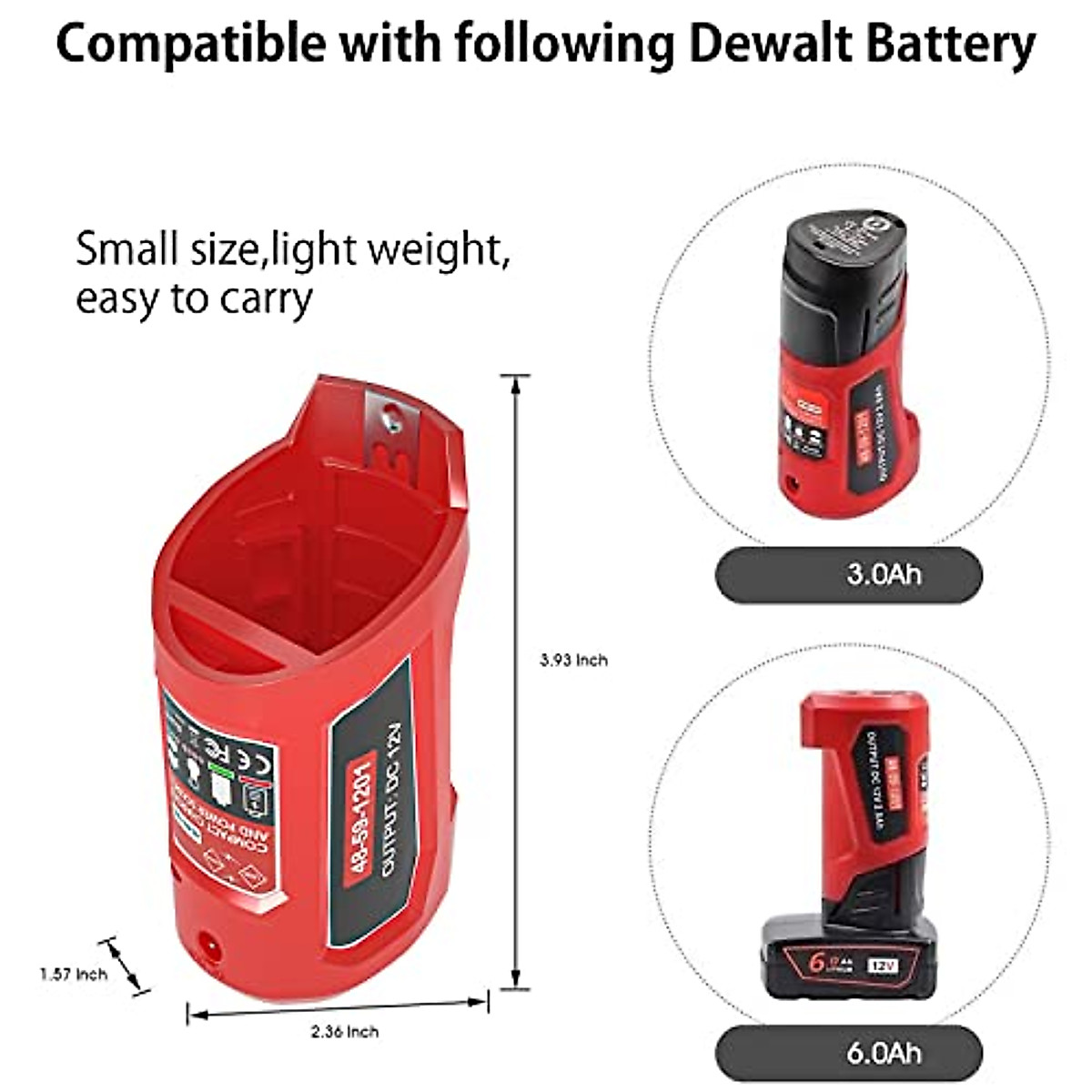 DMMNS M12 12V USB Power Source Charger Adapter Replace for Milwaukee M12 Battery Adapter Milwaukee Heated Jacket 49-24-2310 48-59-1201 USB Charger,Compatible with 48-11-2420 48-11-2411 48-11-2401