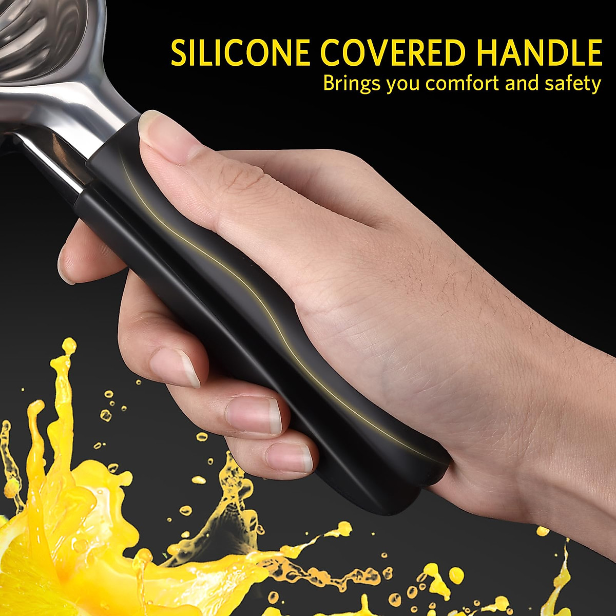 Lemon Squeezer, Sopito Stainless Steel Citrus Press Juicer Heavy Duty with Large Metal Squeezer Bowl for Seedless Juicing, Non-Slip Grip Design Manual Juicer