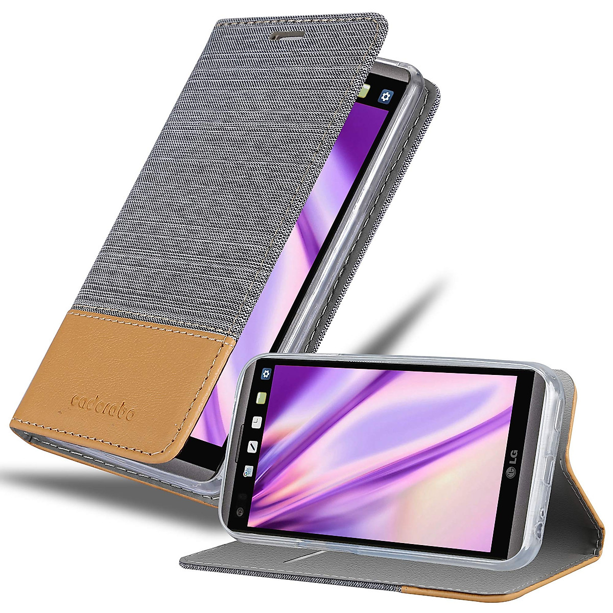 Cadorabo Book Case Compatible with LG V20 in Light Grey Brown - with Magnetic Closure, Stand Function and Card Slot - Wallet Etui Cover Pouch PU Leather Flip