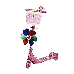 SKR FSGHJJKN Folding Kick Scooter for Kids, 3-Wheel LED Flashing Glider Push Scooter with Height Adjustable and Foldable Handlebar
